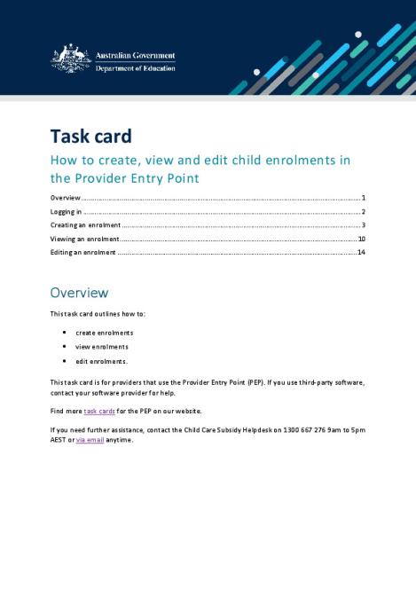 How to create, edit and view enrolments in the Provider Entry Point - Department of Education ...